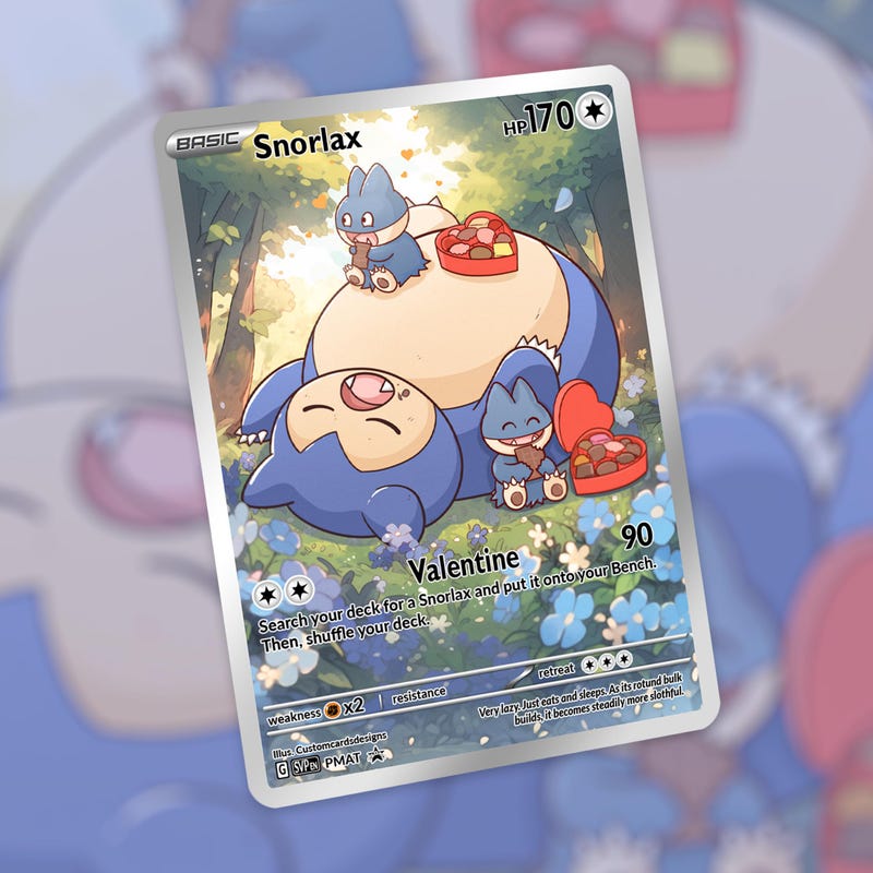 Valentines Card Snorlax - Etsy
