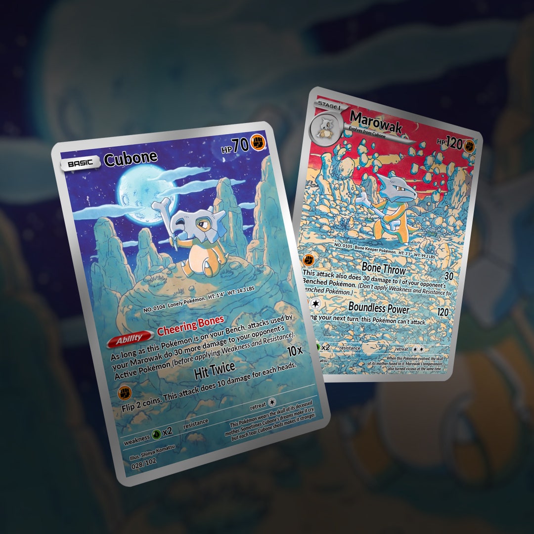 Cubone & Marowak Full Art Cards Custom Made set of 2 - Etsy
