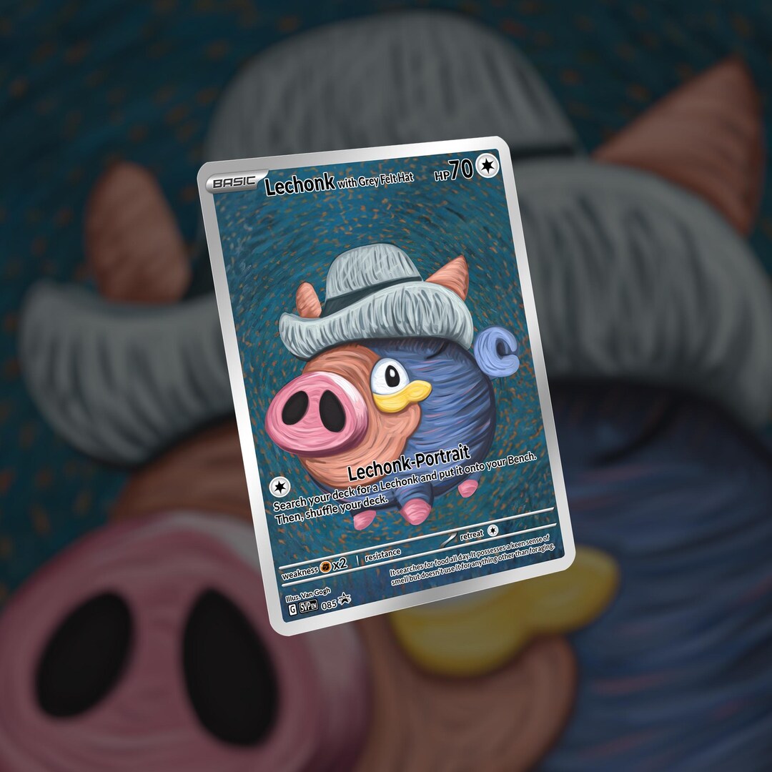 Lechonk in Grey Felt Hat Card! Custom Made! - Etsy