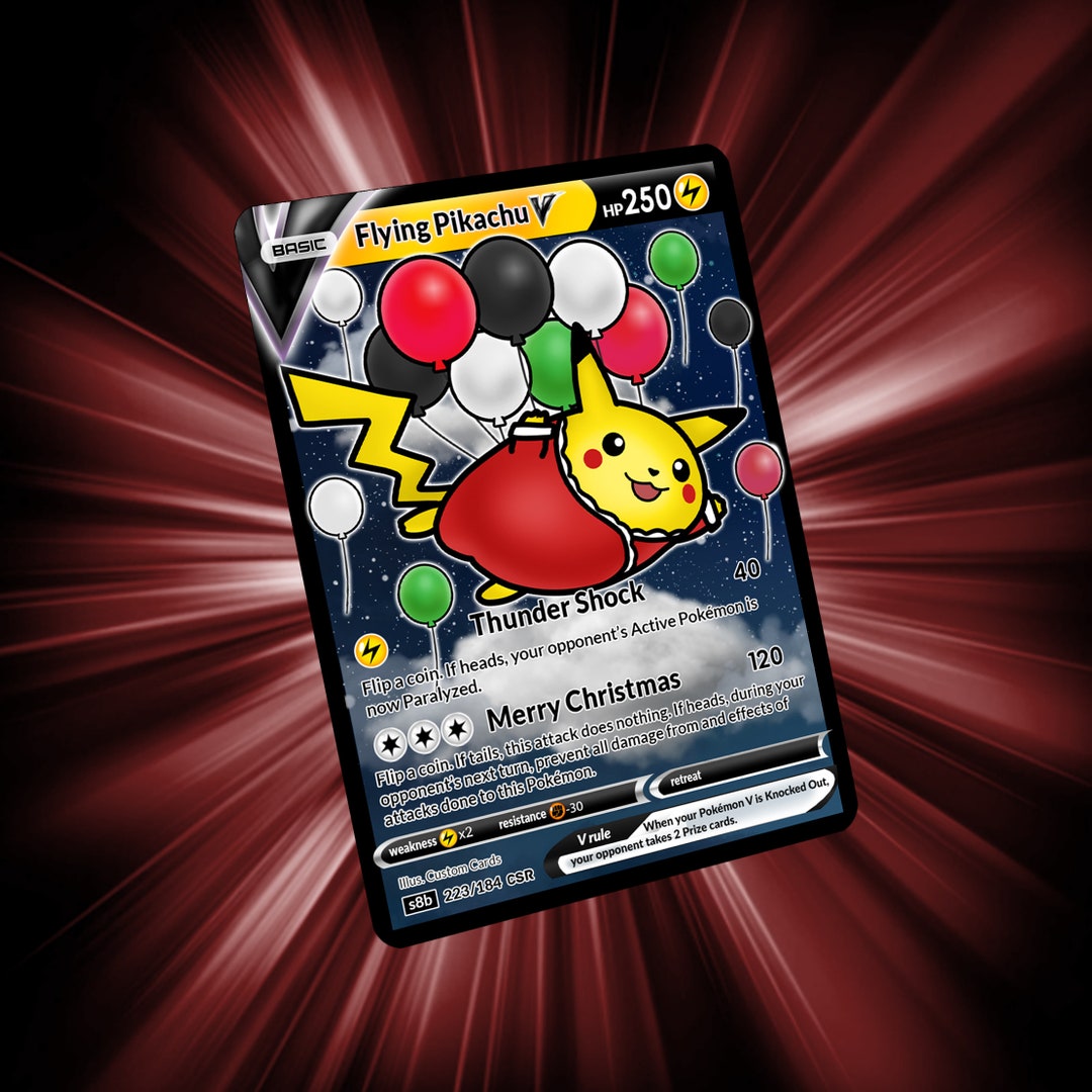Flying Christmas Pikachu V Card Custom Made - Etsy