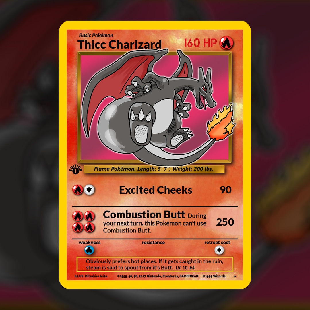 Thicc Shiny Charizard Card Custom Made Etsy