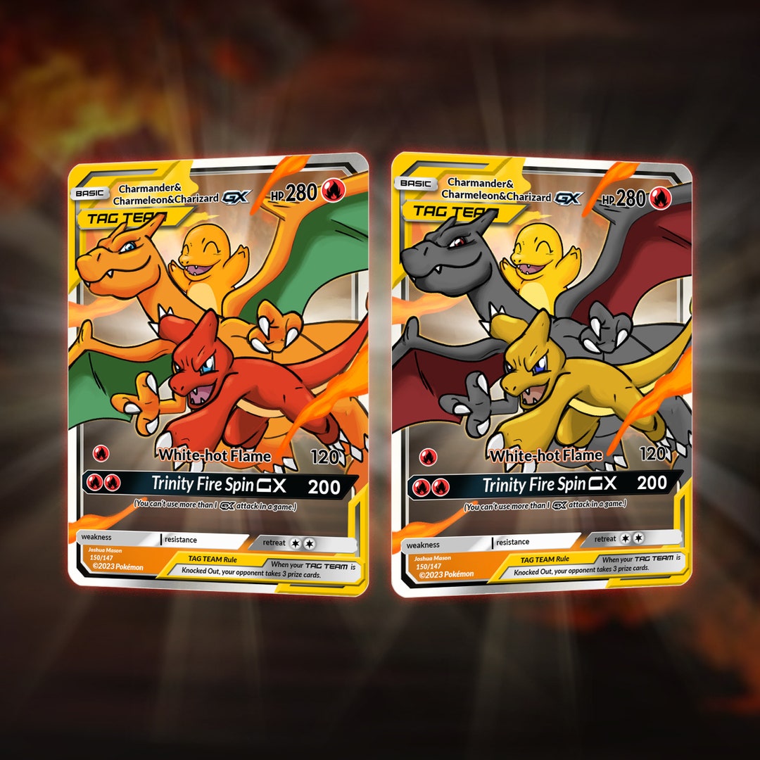 Charmander Charmeleon & Charizard Tag Team GX Set of 2 - Etsy