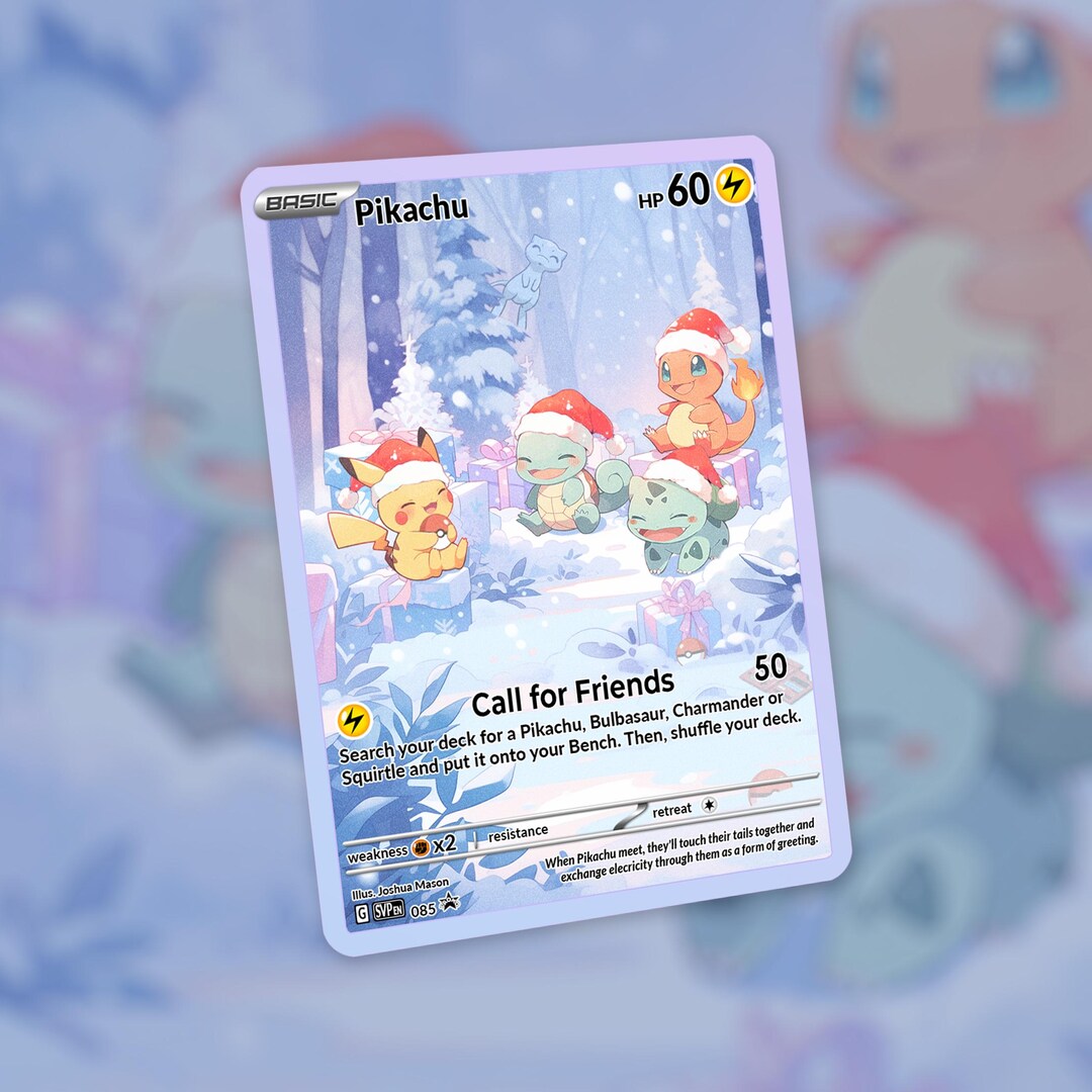 Christmas Sleepover Pikachu Card! Custom Made! - Etsy