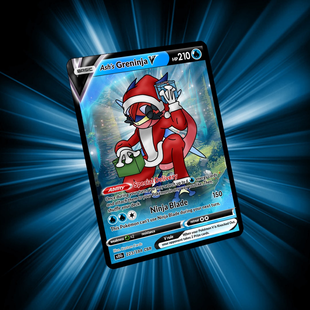 Ash's Christmas Greninja V Card Custom Made - Etsy