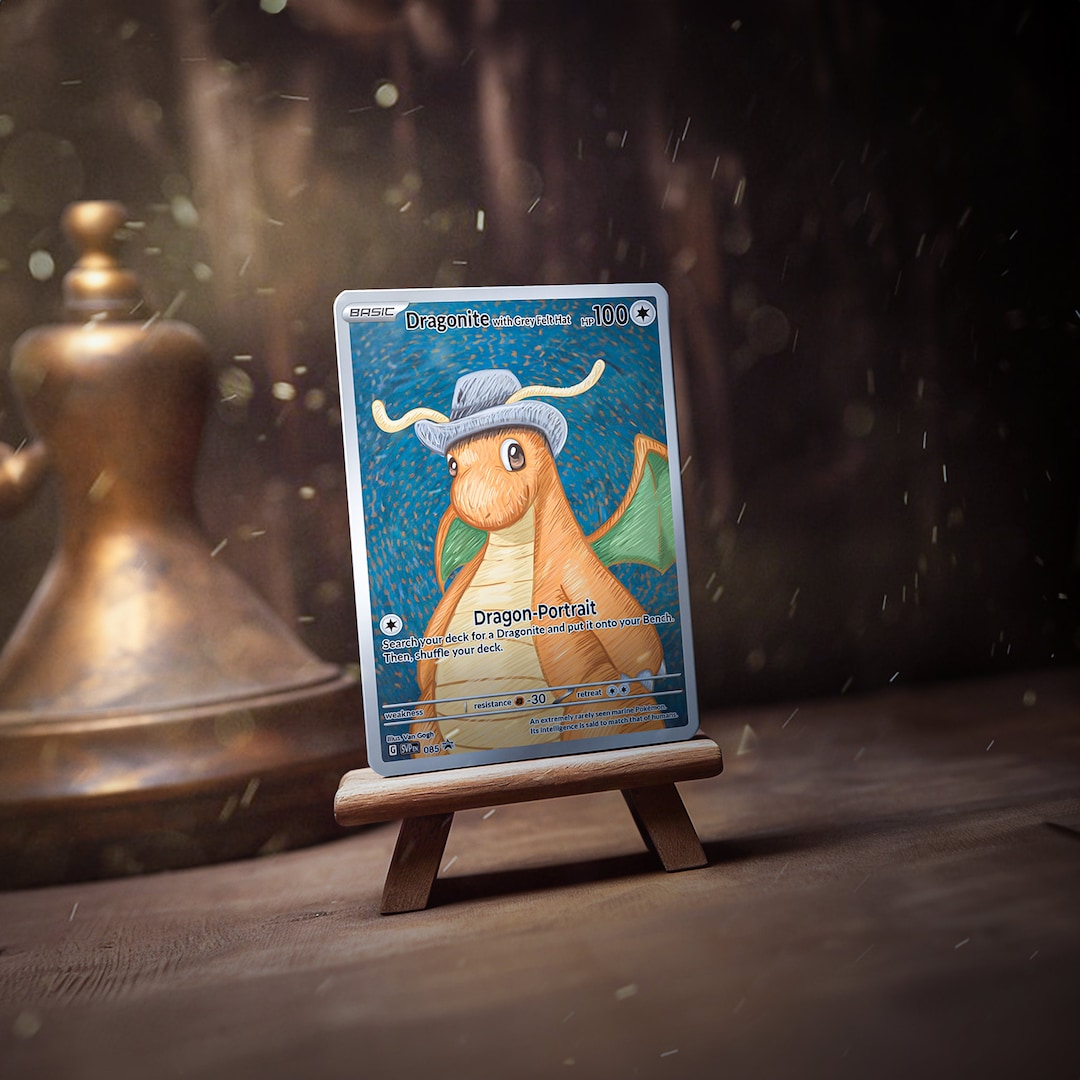 Dragonite With Grey Felt Hat Card Custom Made - Etsy