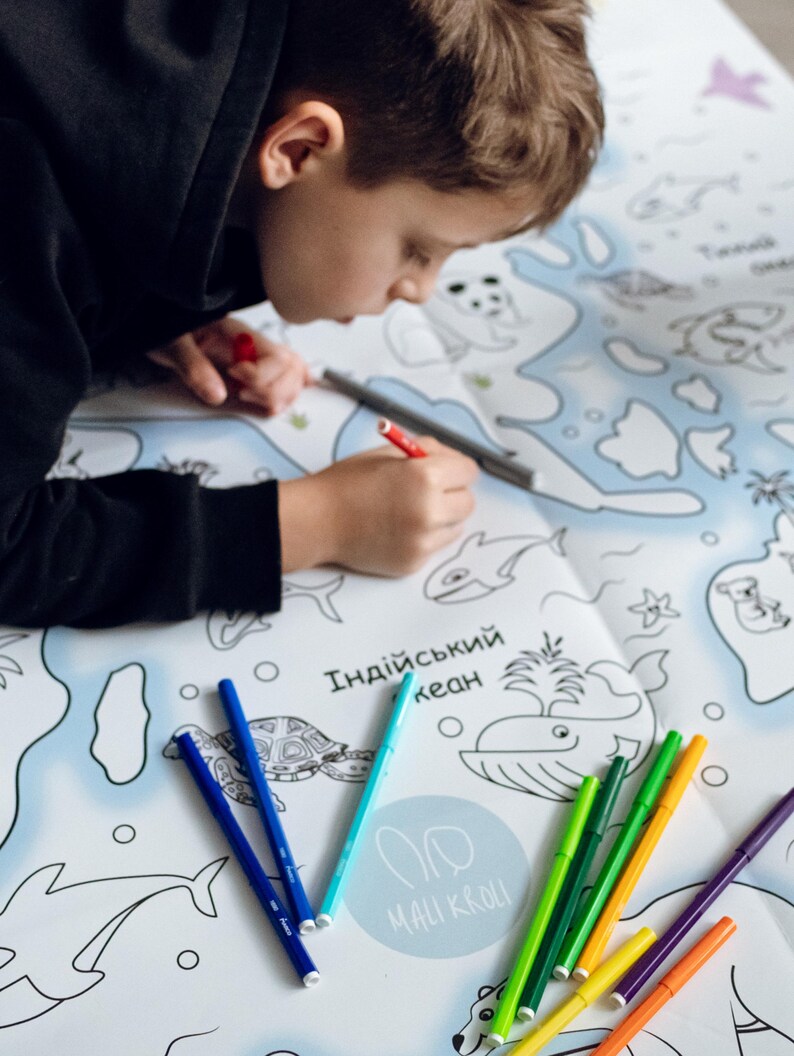 World Map Coloring Pages Wall Art, Giant Color Poster, Personalized Map ...