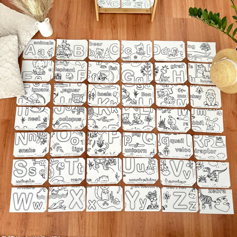 Giant Coloring Pages Woodland Alphabet, Preschool Animal Abc Poster ...