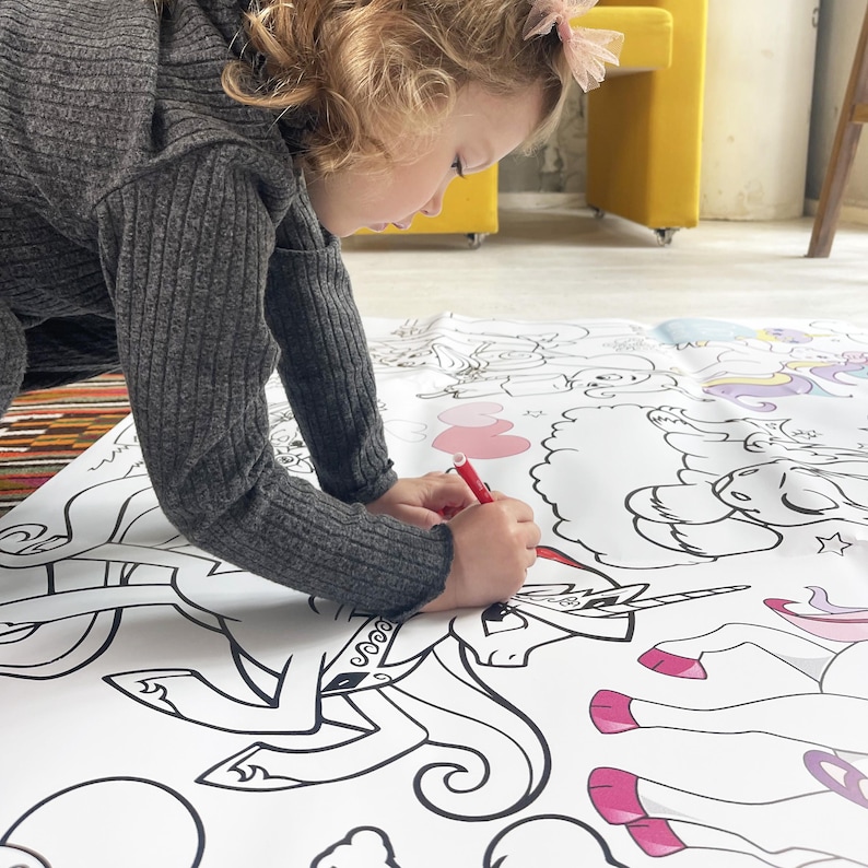 Unicorn Birthday Giant Coloring Poster, Daughter in Law Gift Unique ...