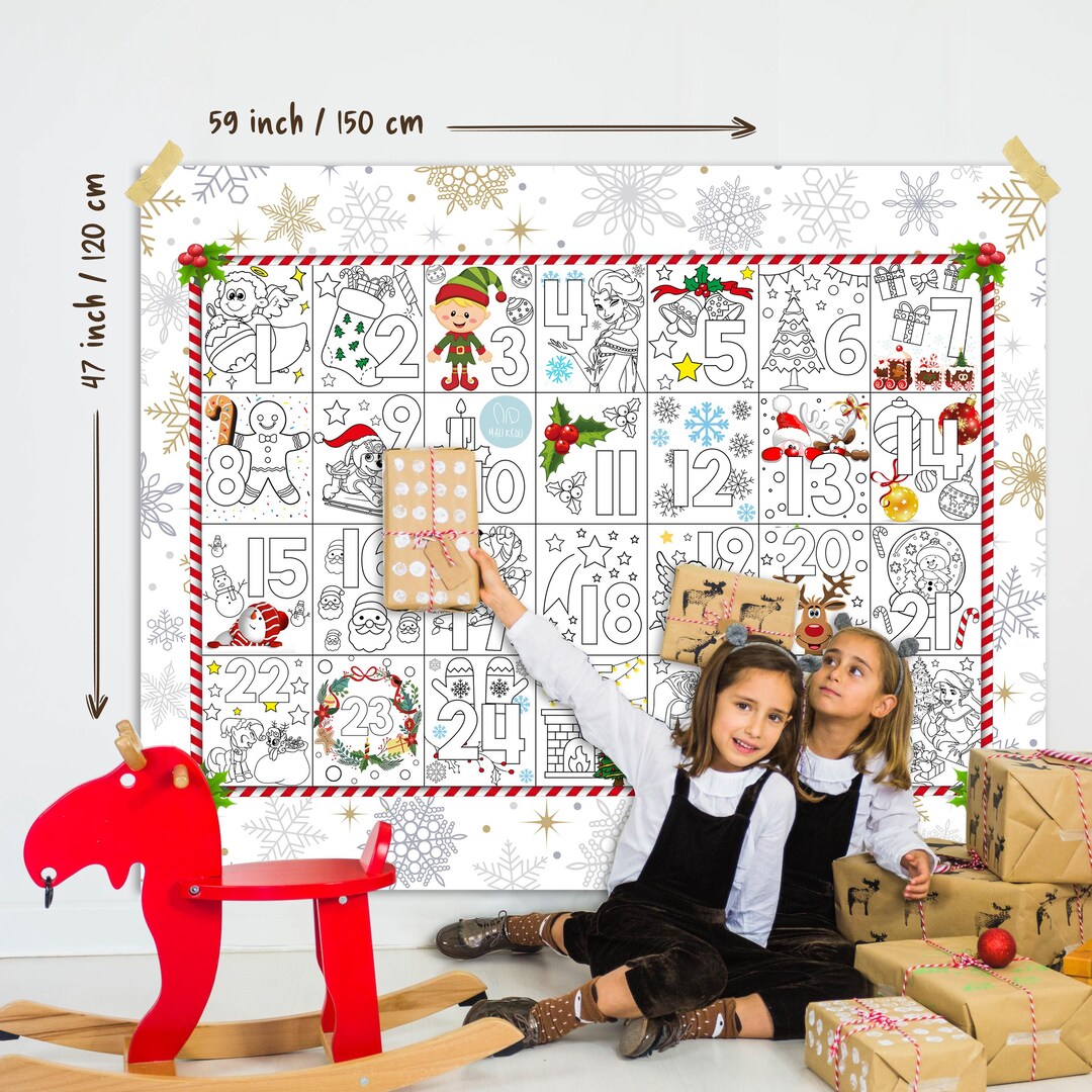 Christmas Coloring Pages, Giant Coloring Christmas Advent Calendar for ...