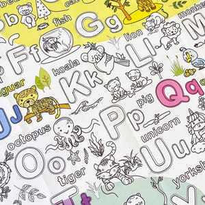 Giant Coloring Pages Woodland Alphabet, Preschool Animal Abc Poster ...