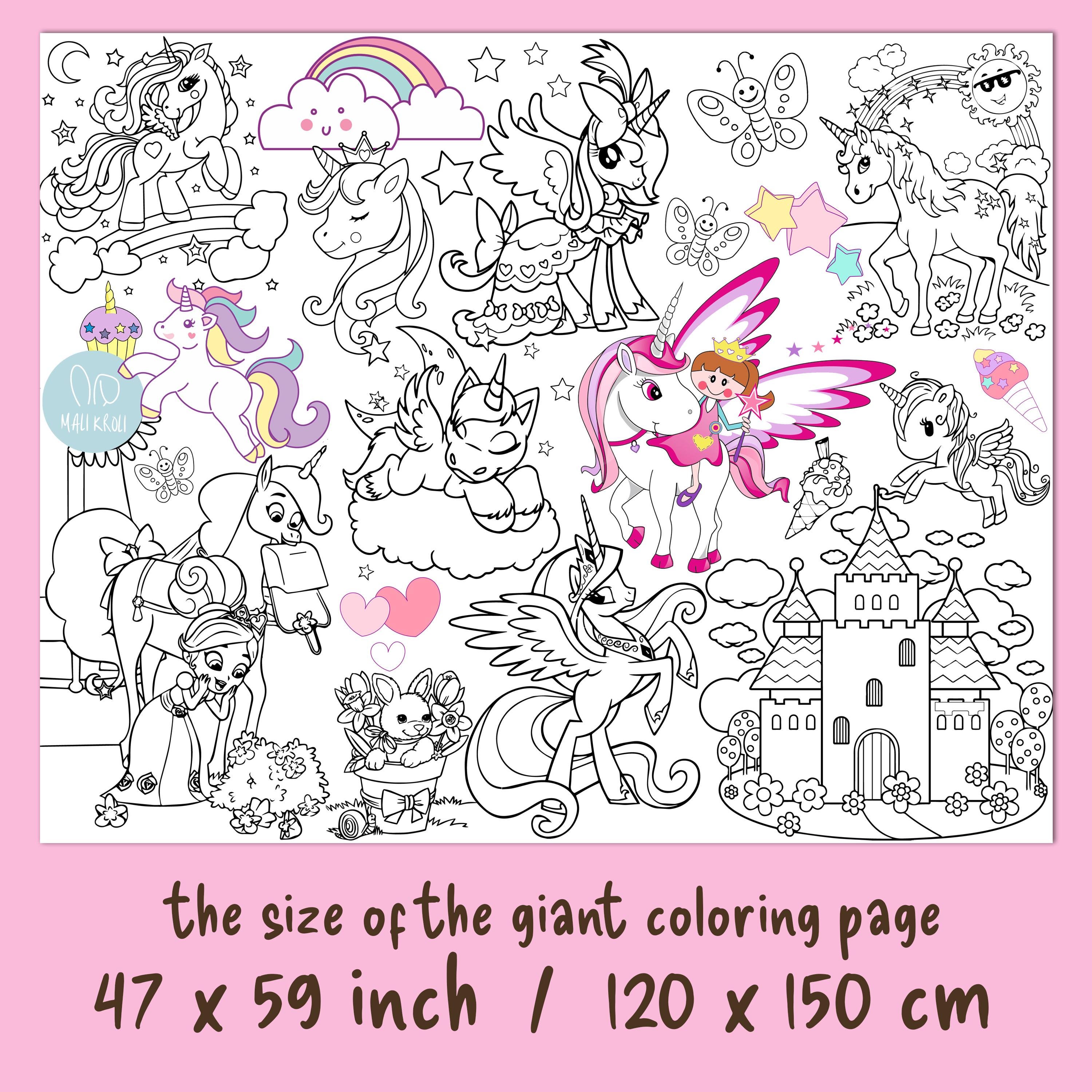 Unicorn Birthday Giant Coloring Poster, Daughter in Law Gift Unique ...