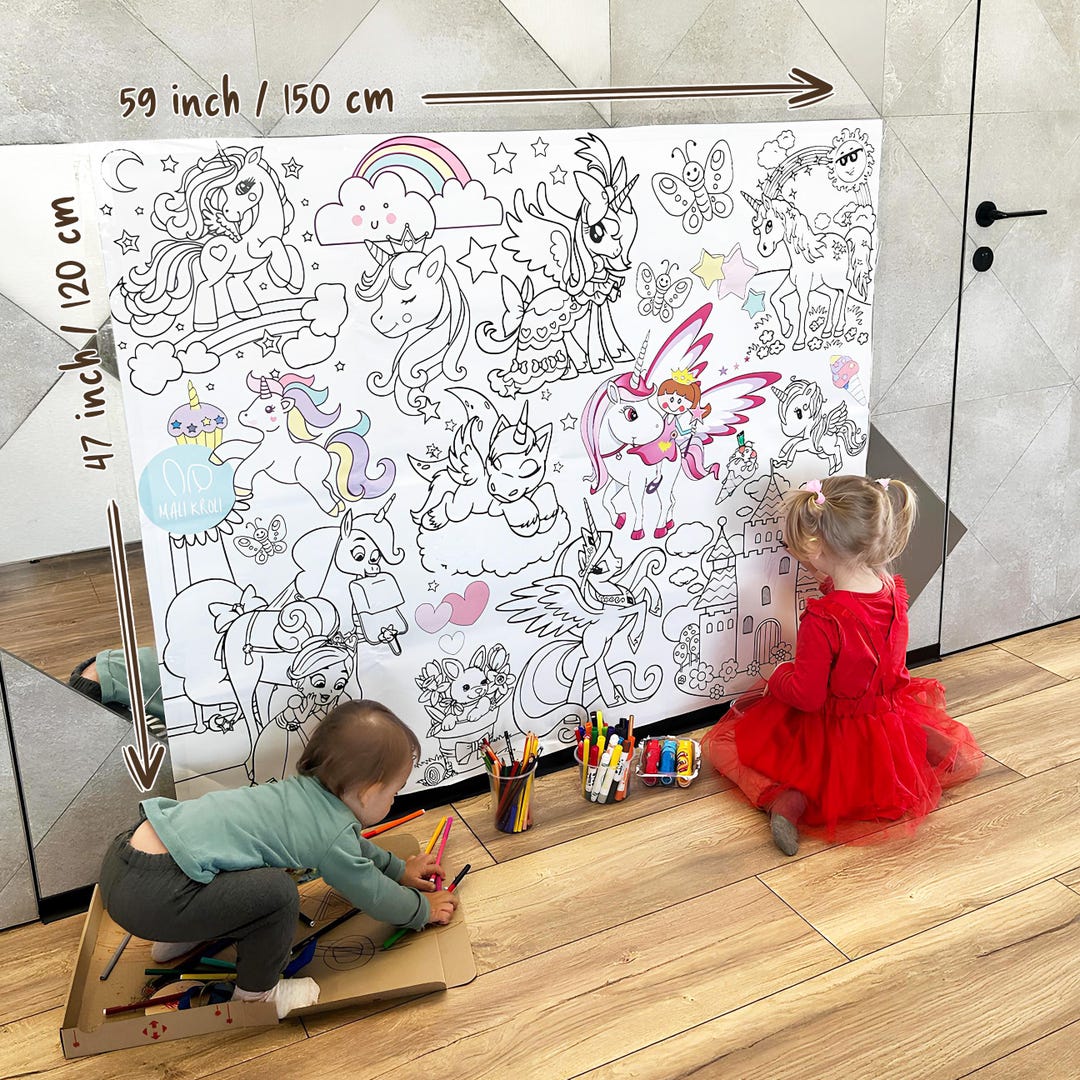 Unicorn Birthday Giant Coloring Poster, Daughter in Law Gift Unique ...