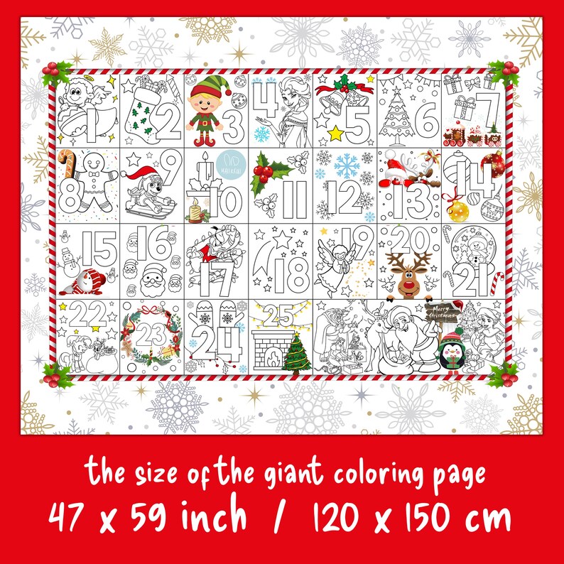 Christmas Coloring Pages, Giant Coloring Christmas Advent Calendar for ...