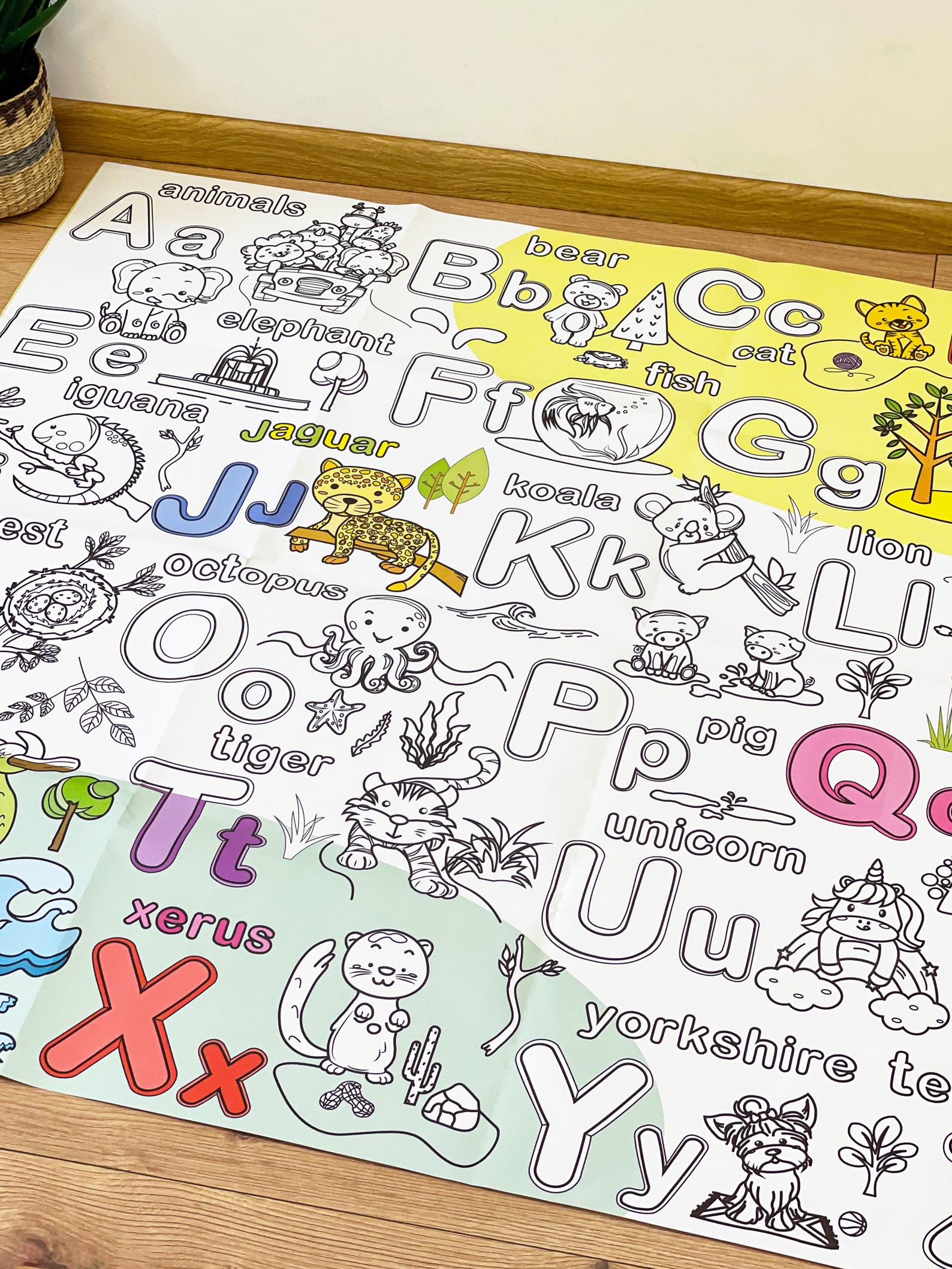 Giant Coloring Pages Woodland Alphabet, Preschool Animal Abc Poster ...