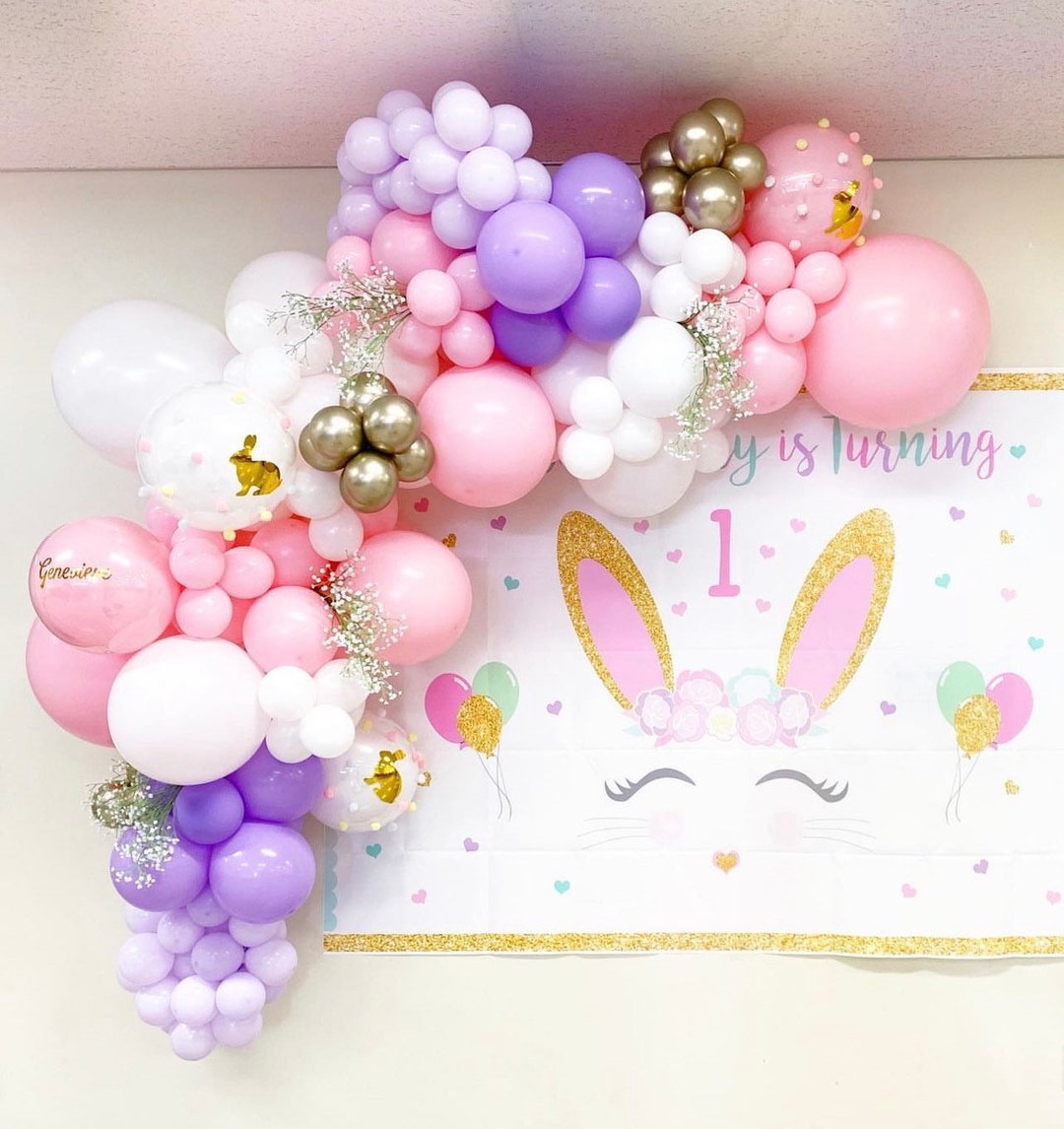 Pink Bunny Balloon Garland, Bunny Themed Baby Shower, 1st Birthday ...