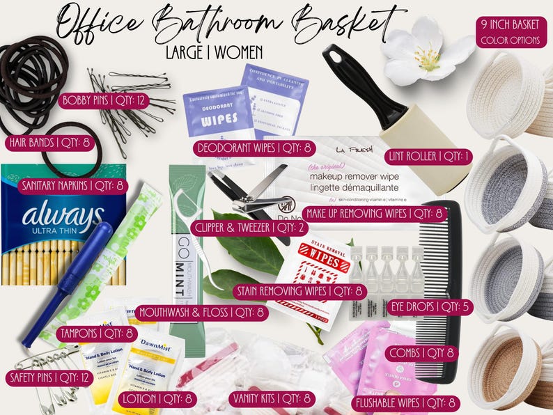 Office Bathroom Basket | Women | Essential Amenities for Corporate ...