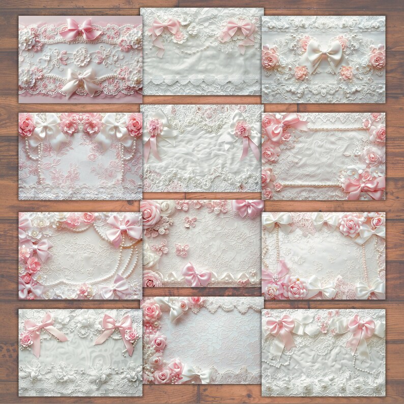 Vintage Pink Lace Floral Junk Journal Papers, Lace & Bow Junk Journal ...