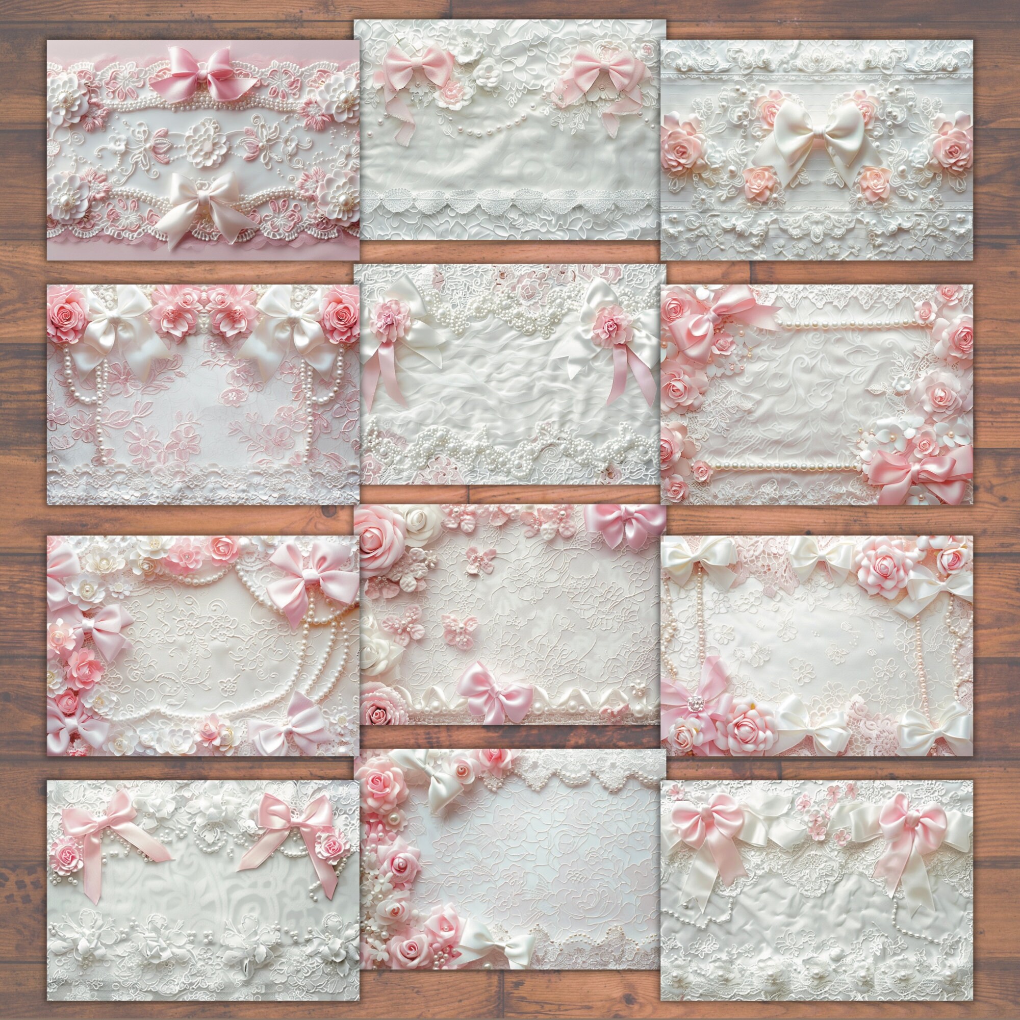 Vintage Pink Lace Floral Junk Journal Papers, Lace & Bow Junk Journal ...