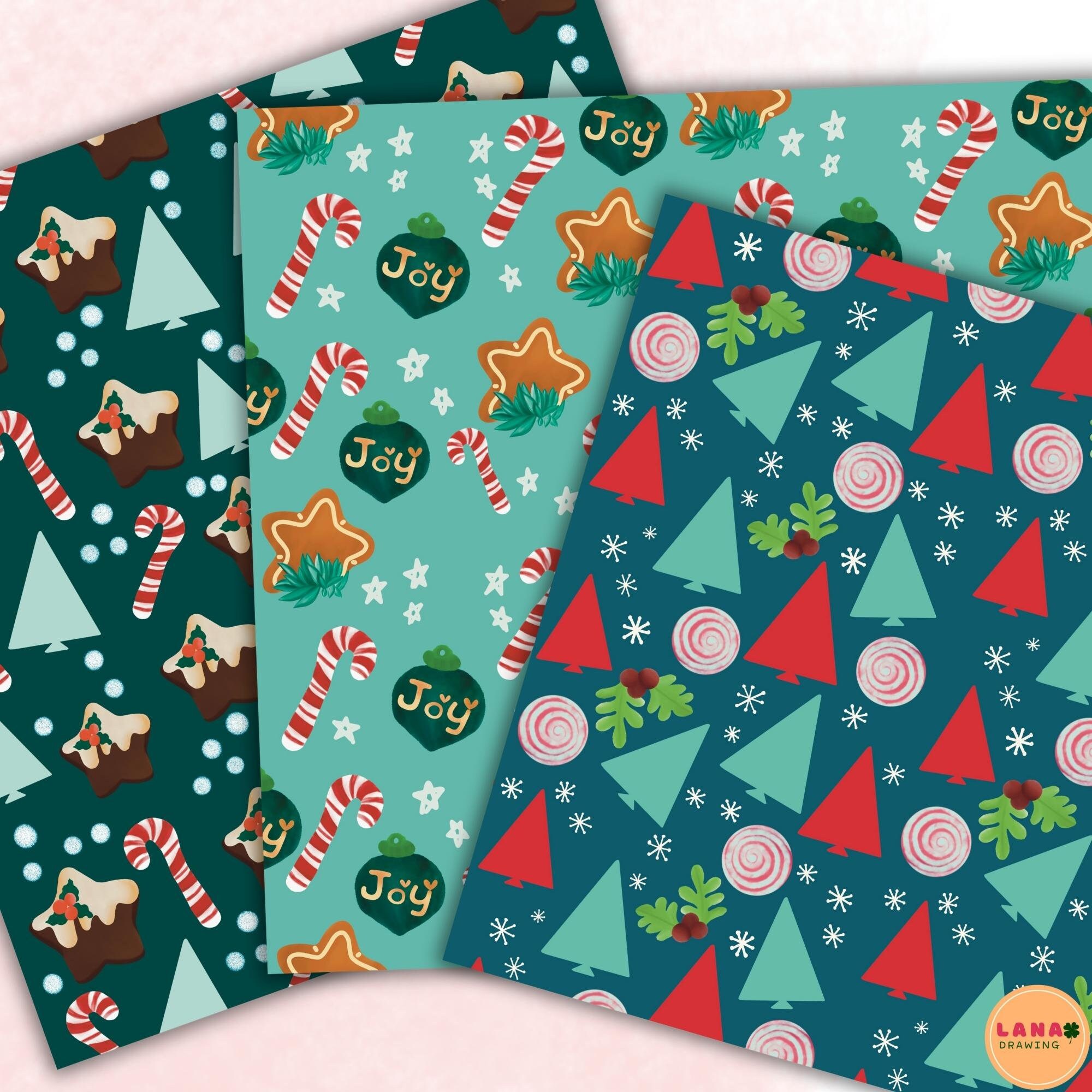 Cute Christmas Digital Paper, Christmas Patterns, Seamless Digital ...