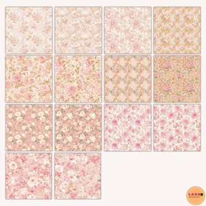 Bundle Floral Seamless Pattern, Vintage Digital Paper, Shabby Chic Rose ...
