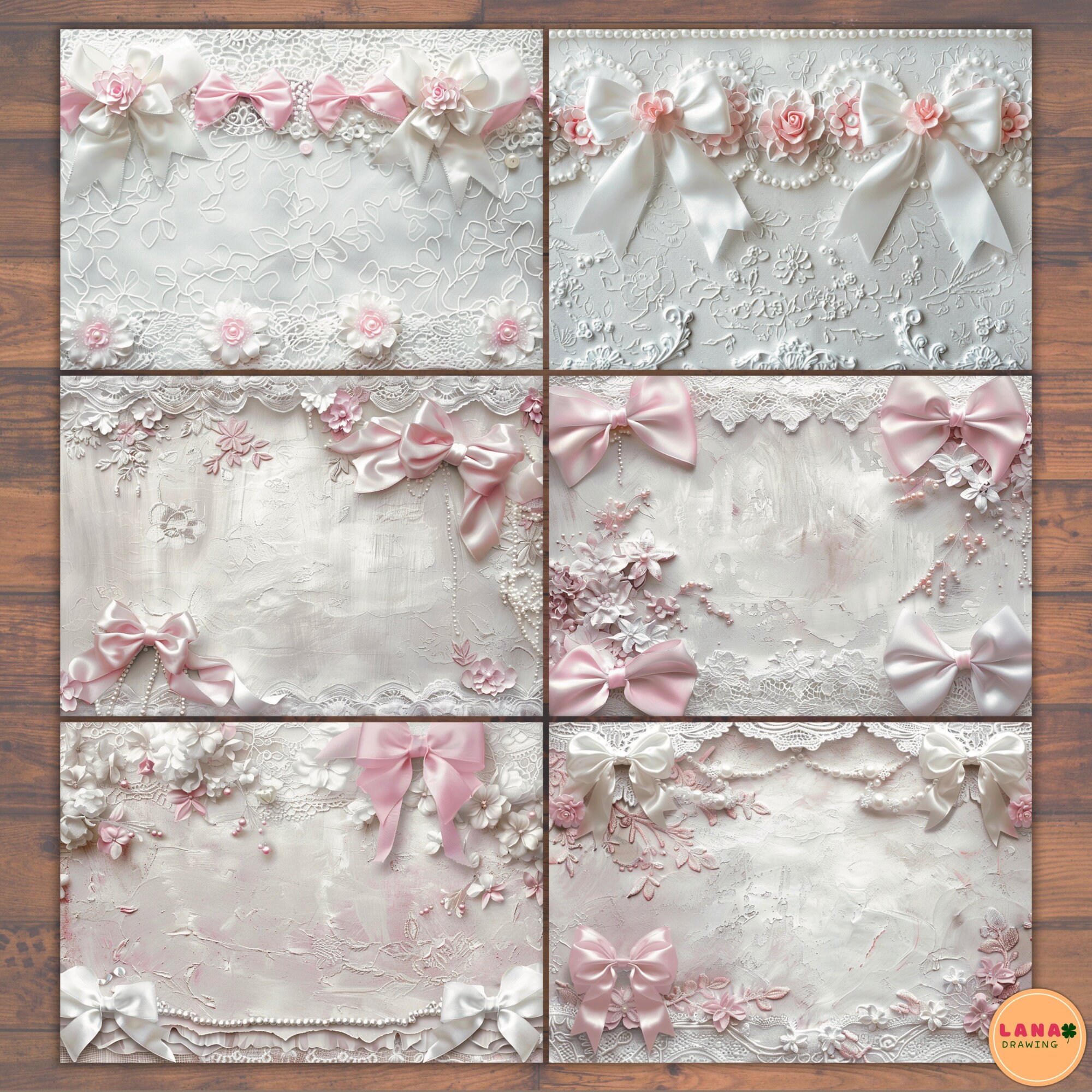 Vintage Pink Lace Floral Junk Journal Papers, Lace & Bow Junk Journal ...