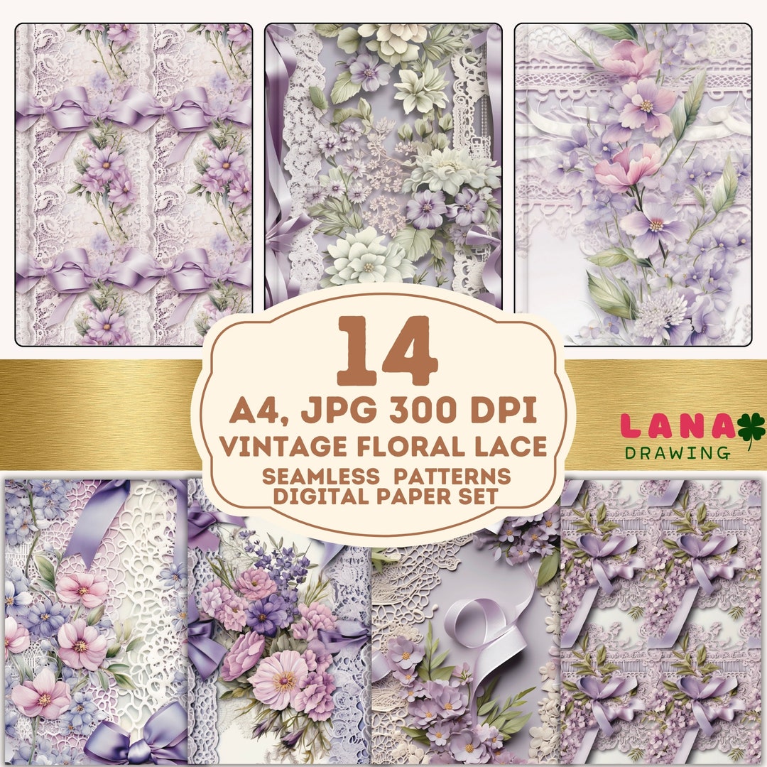 Vintage Floral Lace Printable Papers, Vintage Floral Junk Journal ...