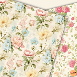 Vintage Digital Paper Pack, Shabby Chic Seamless Pattern, Vintage ...