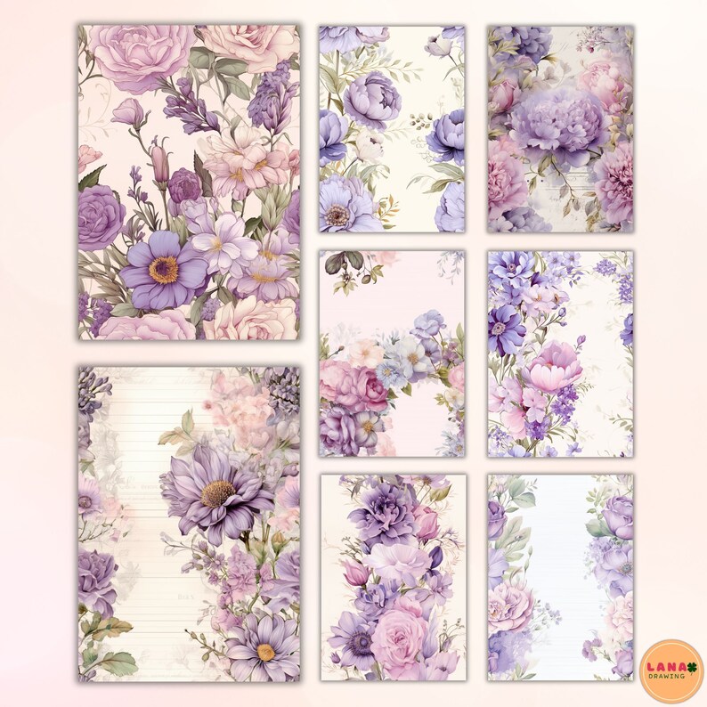 Vintage A4 Digital Paper, Printable Paper, Vintage Floral Junk Journal ...