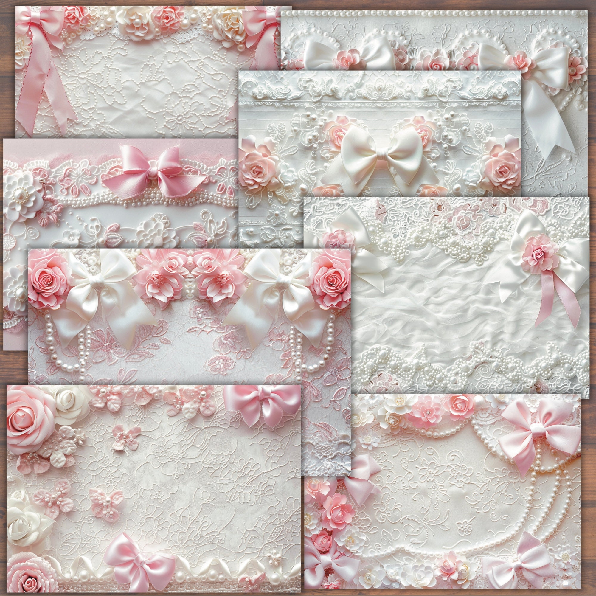 Vintage Pink Lace Floral Junk Journal Papers, Lace & Bow Junk Journal ...