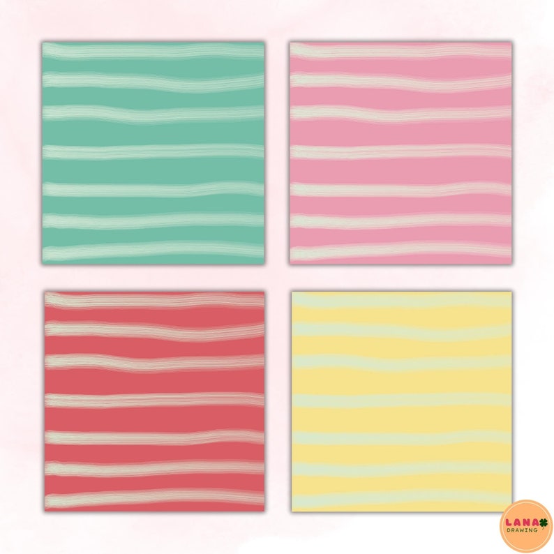 Doodle Digital Papers, Star Patterns, Pastel Brush Stroke Paper, Line ...