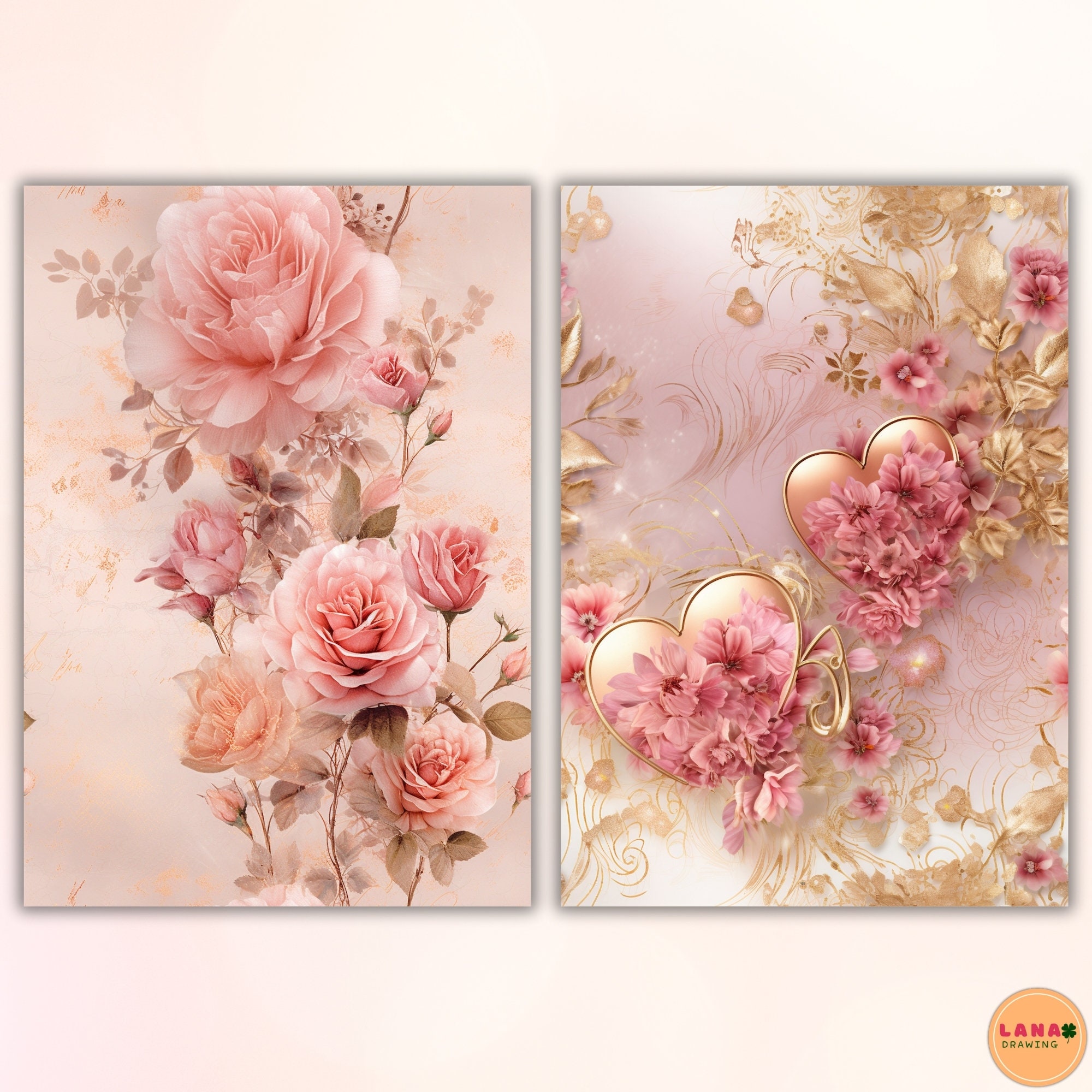 Vintage A4 Digital Paper, Printable Paper, Vintage Floral Junk Journal ...