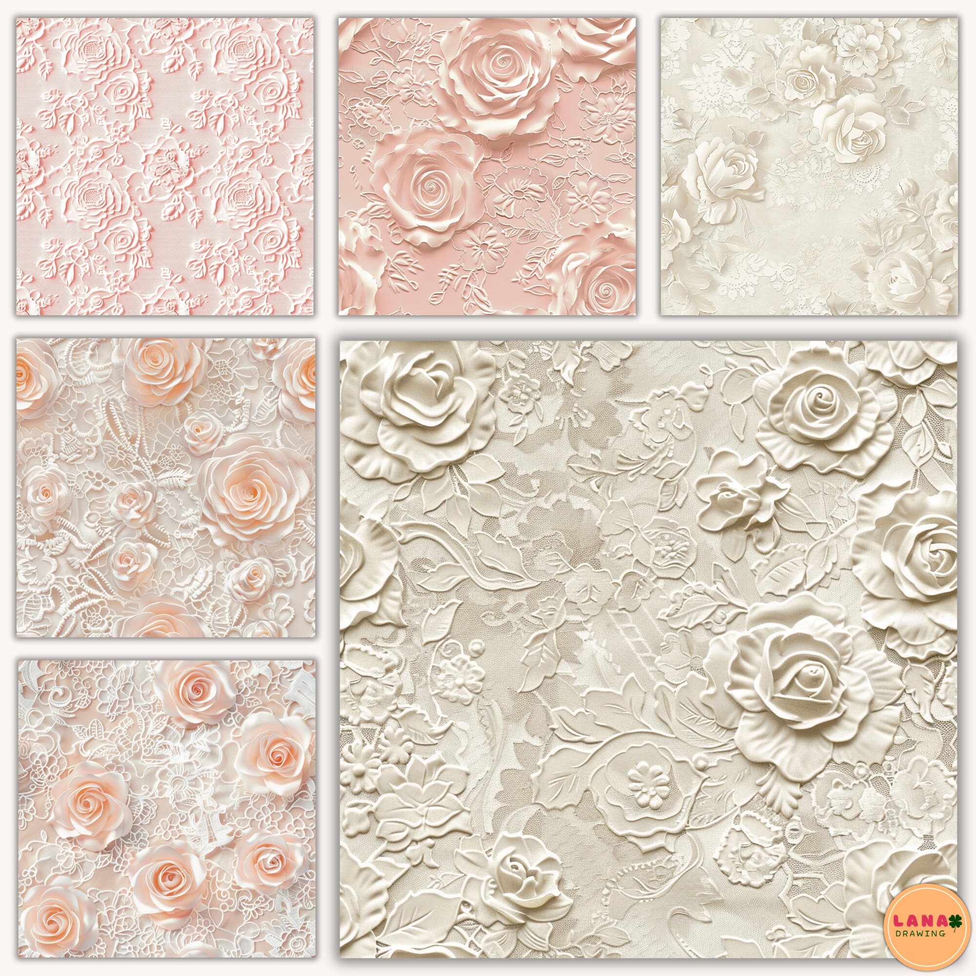 Vintage Pastel Pink Lace Digital Paper Pack, Shabby Chic Seamless ...