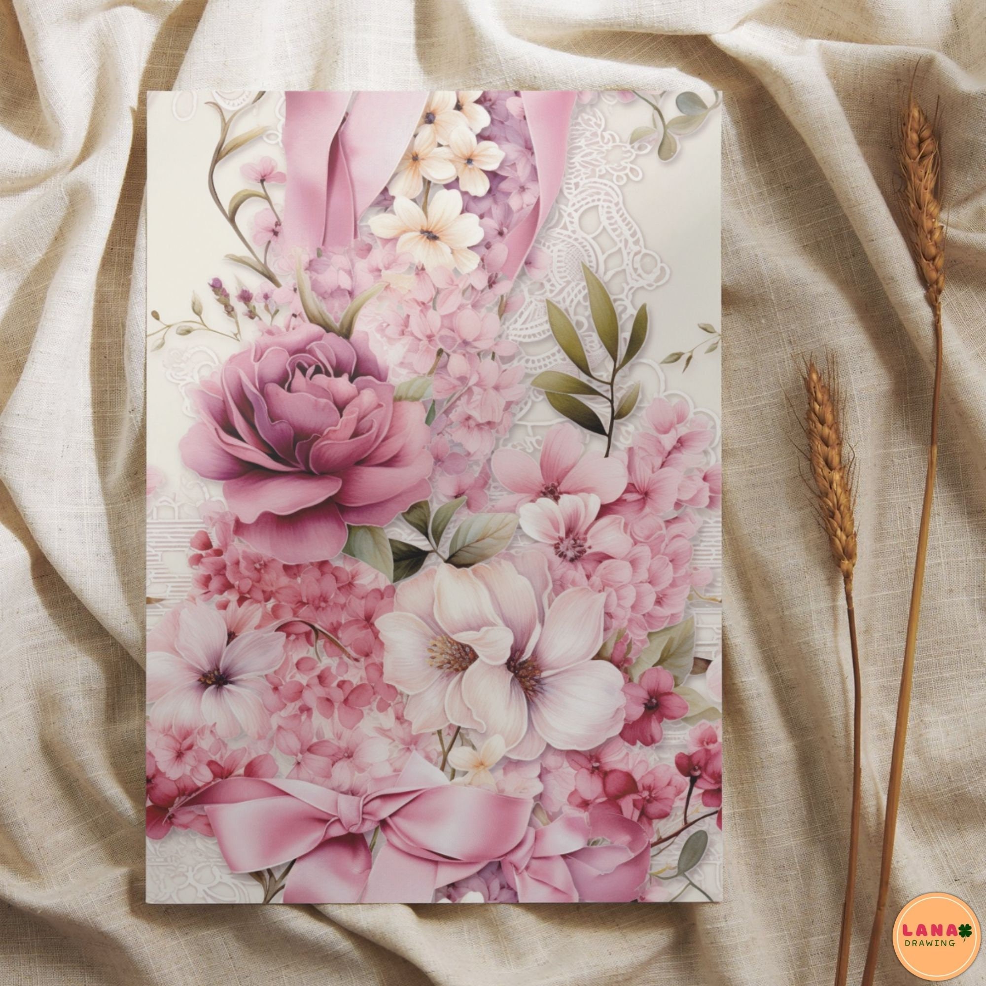 Vintage Gold Floral Lace Digital Paper, Vintage Floral Junk Journal ...