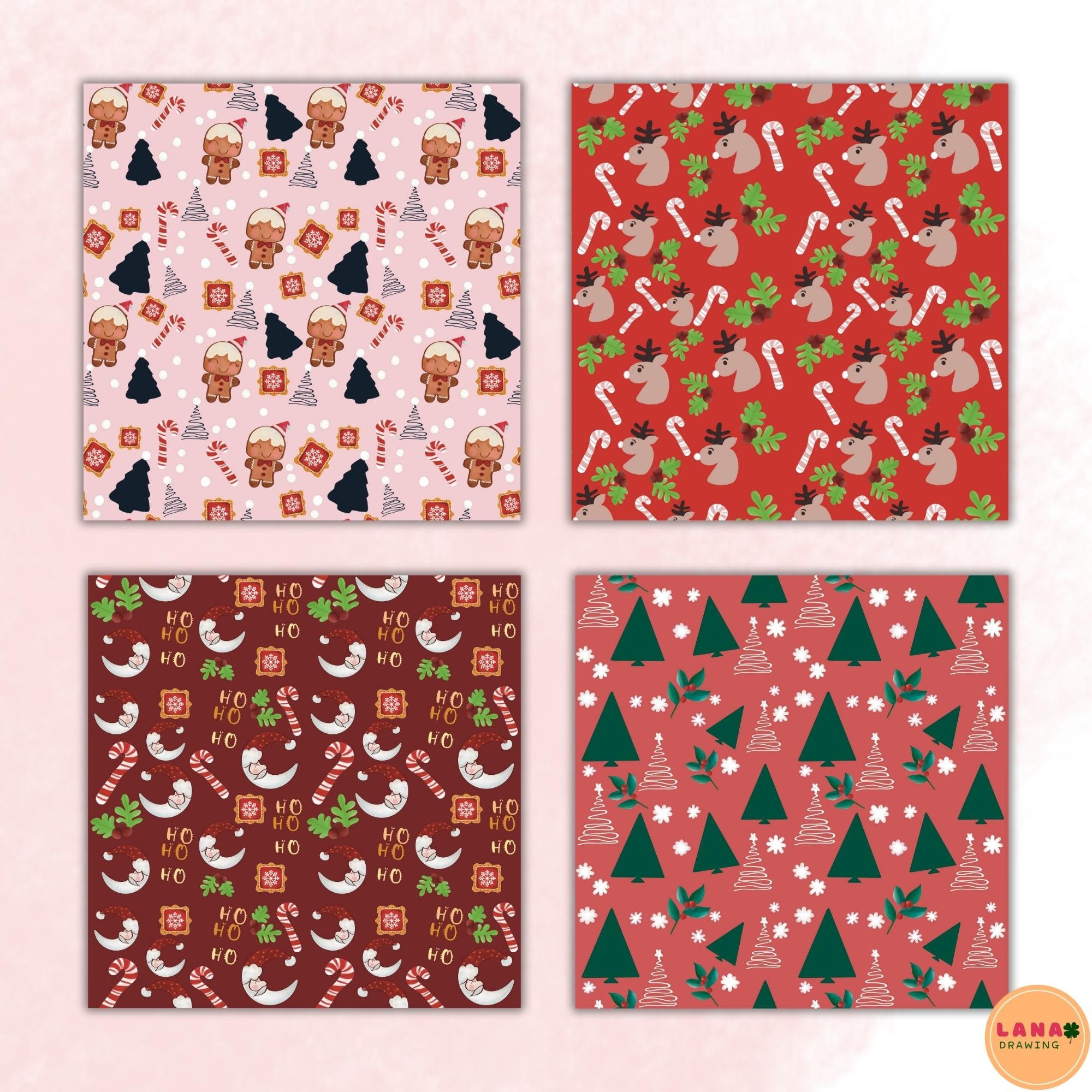 Cute Christmas Digital Paper, Christmas Patterns, Seamless Digital ...