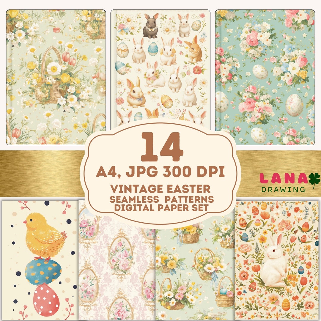 A4 Easter Delft Blue Seamless Pattern, Delft Blue Floral, Blue Tile ...