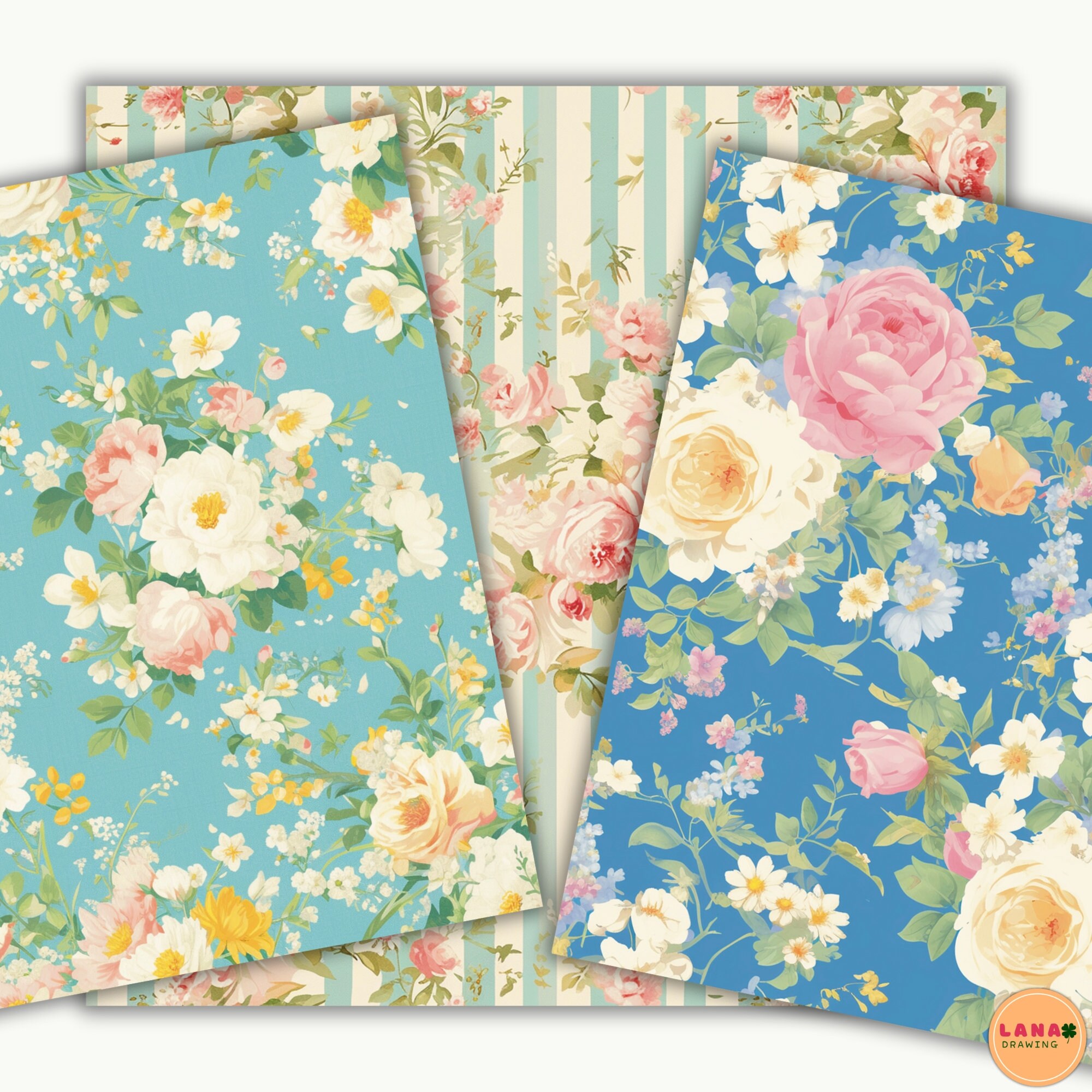 Vintage Digital Paper Pack, Shabby Chic Seamless Pattern, Vintage ...