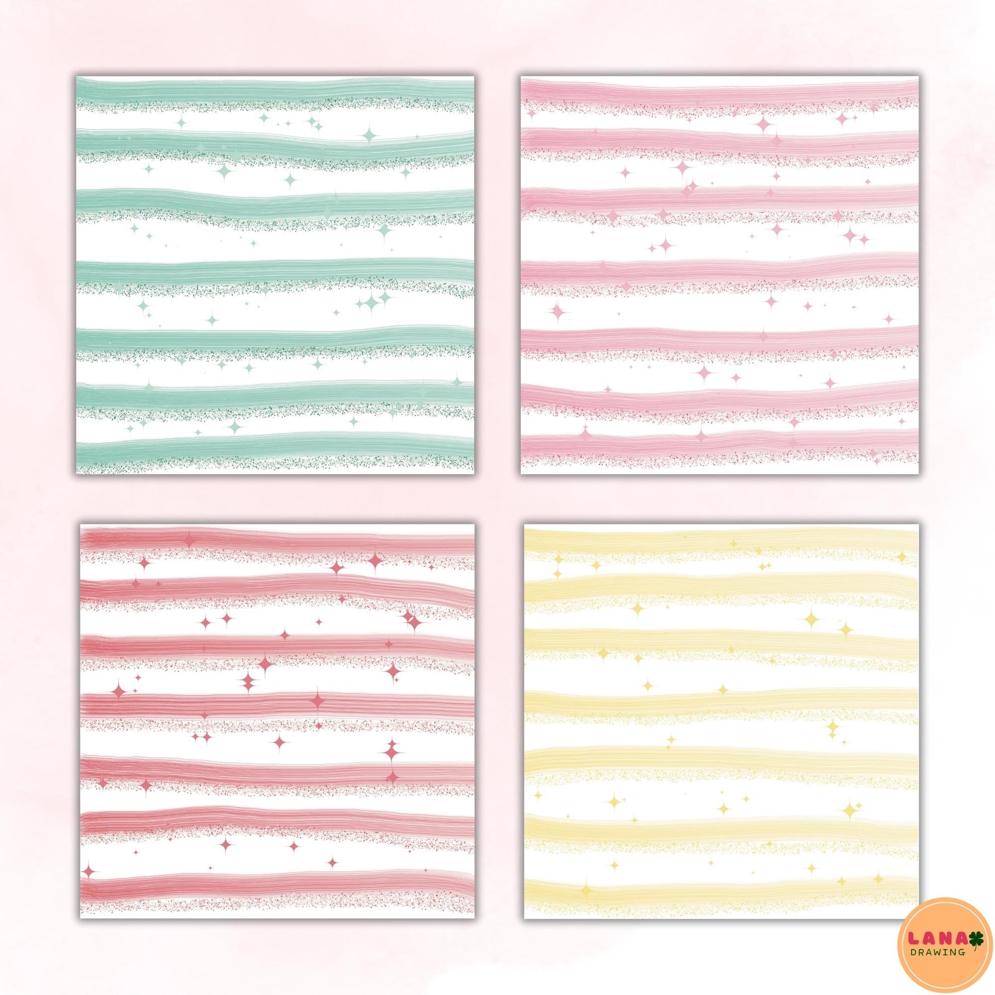 Doodle Digital Papers, Star Patterns, Pastel Brush Stroke Paper, Line ...
