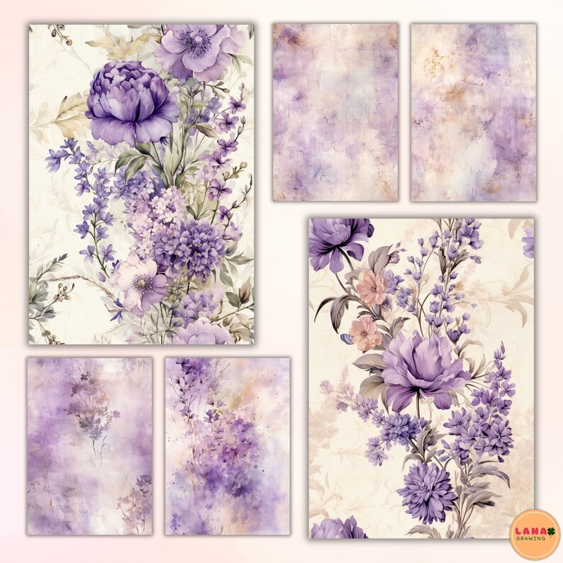 Vintage A4 Digital Paper, Printable Paper, Vintage Floral Junk Journal ...