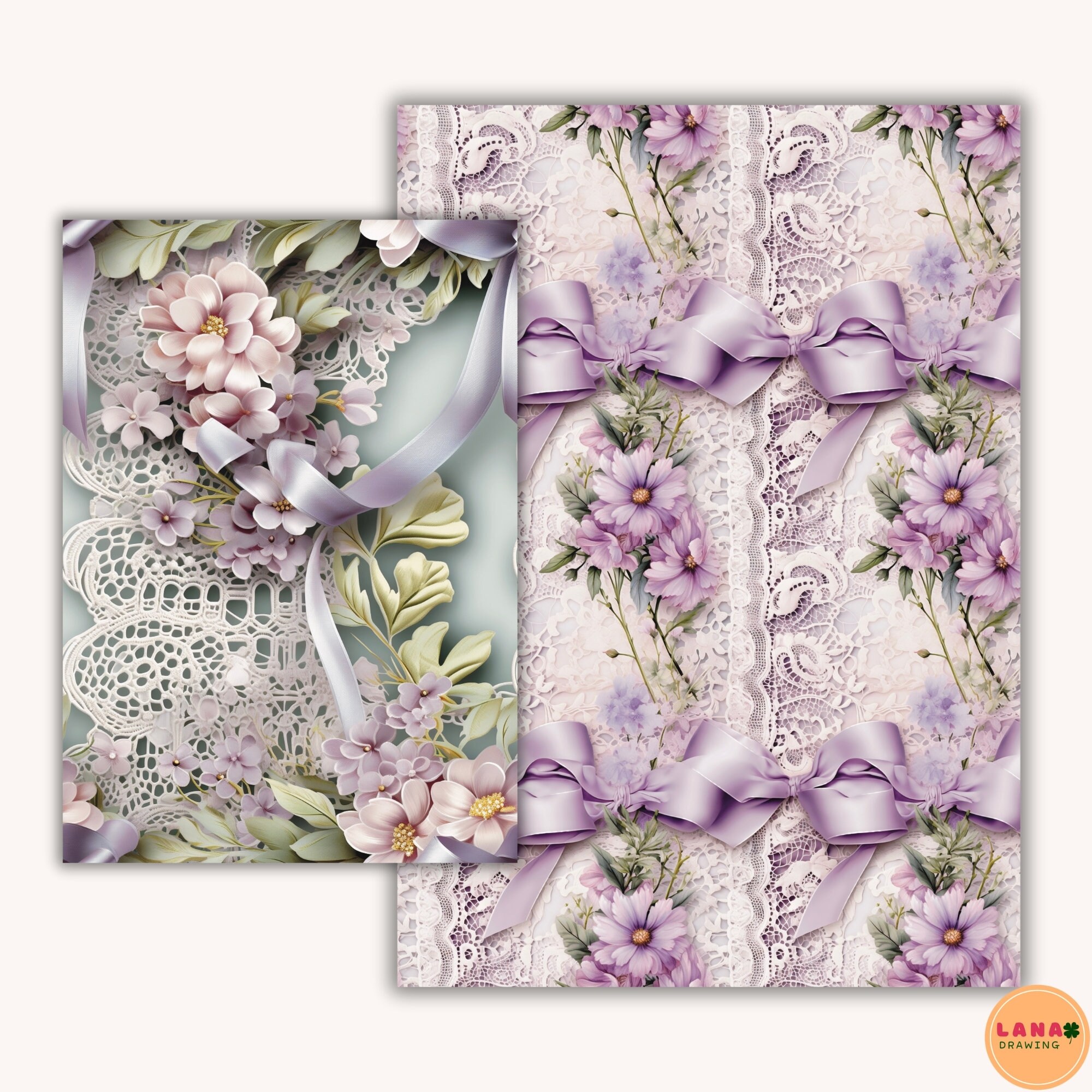 Vintage Floral Lace Printable Papers, Vintage Floral Junk Journal ...