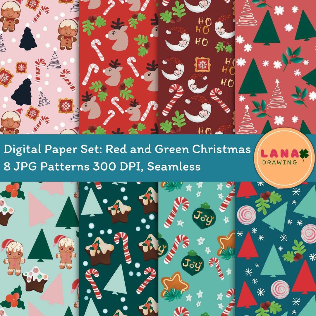 Cute Christmas Digital Paper, Christmas Patterns, Seamless Digital ...
