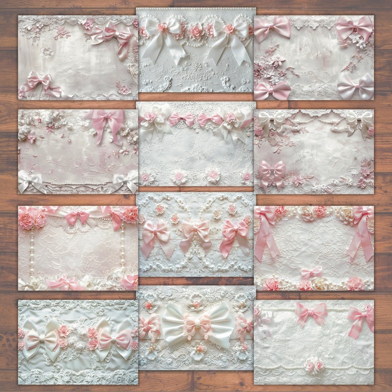 Vintage Pink Lace Floral Junk Journal Papers, Lace & Bow Junk Journal ...