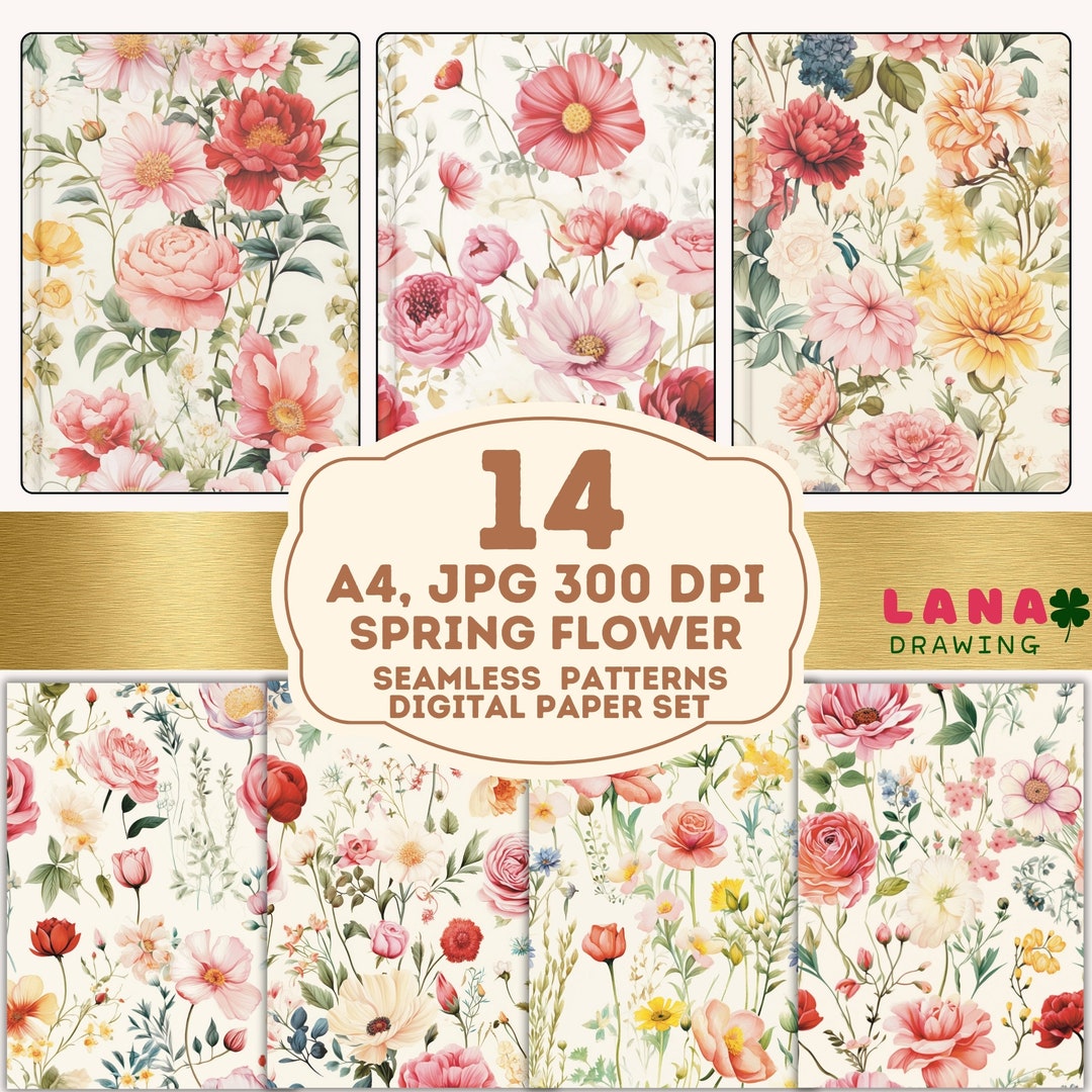 Vintage A4 Digital Paper, Printable Paper, Vintage Floral Junk Journal ...