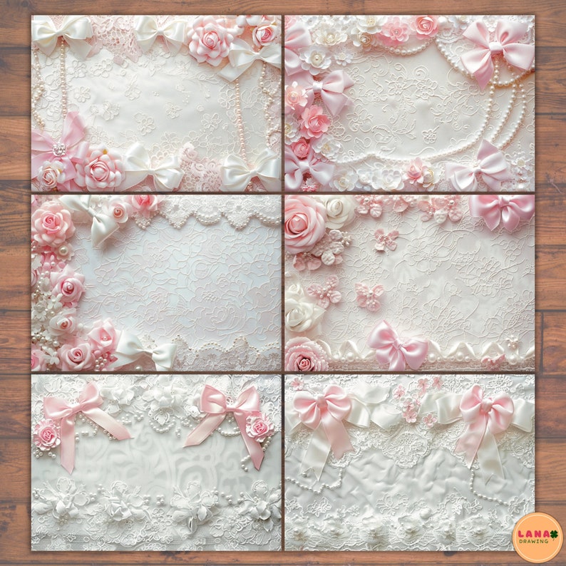 Vintage Pink Lace Floral Junk Journal Papers, Lace & Bow Junk Journal ...
