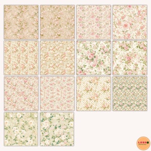 Bundle Floral Seamless Pattern, Vintage Digital Paper, Shabby Chic Rose ...
