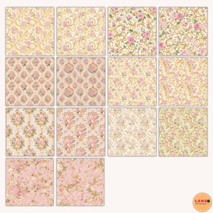 Bundle Floral Seamless Pattern, Vintage Digital Paper, Shabby Chic Rose ...