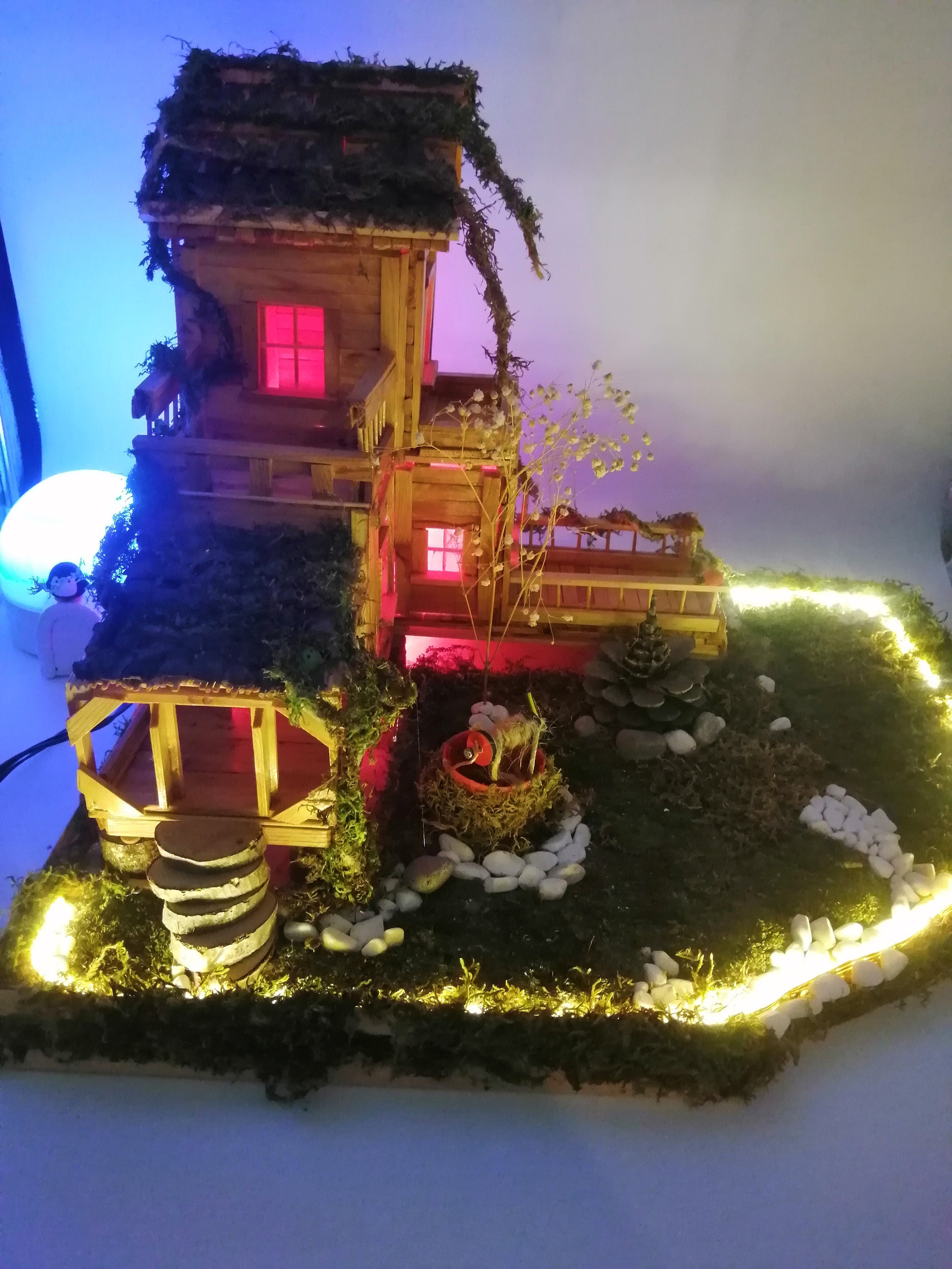 Wooden Tree House Model, %100 Handmade, Diorama DIY Natural Product ...