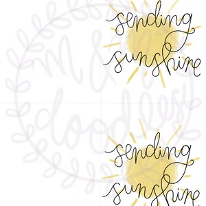 DIGITAL DOWNLOAD CARDS / Sending Sunshine Card / Printable Cards ...