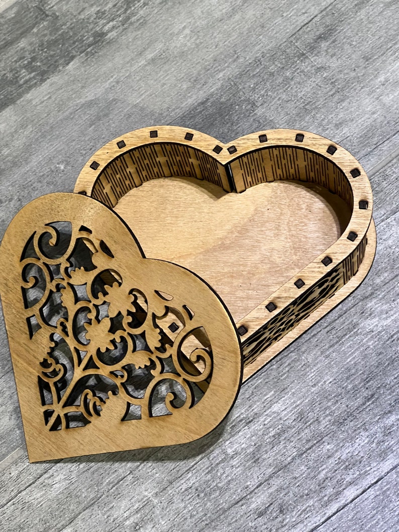 Heart Shaped Laser Cut Box Wooden Heart Box Gift for Her Small - Etsy