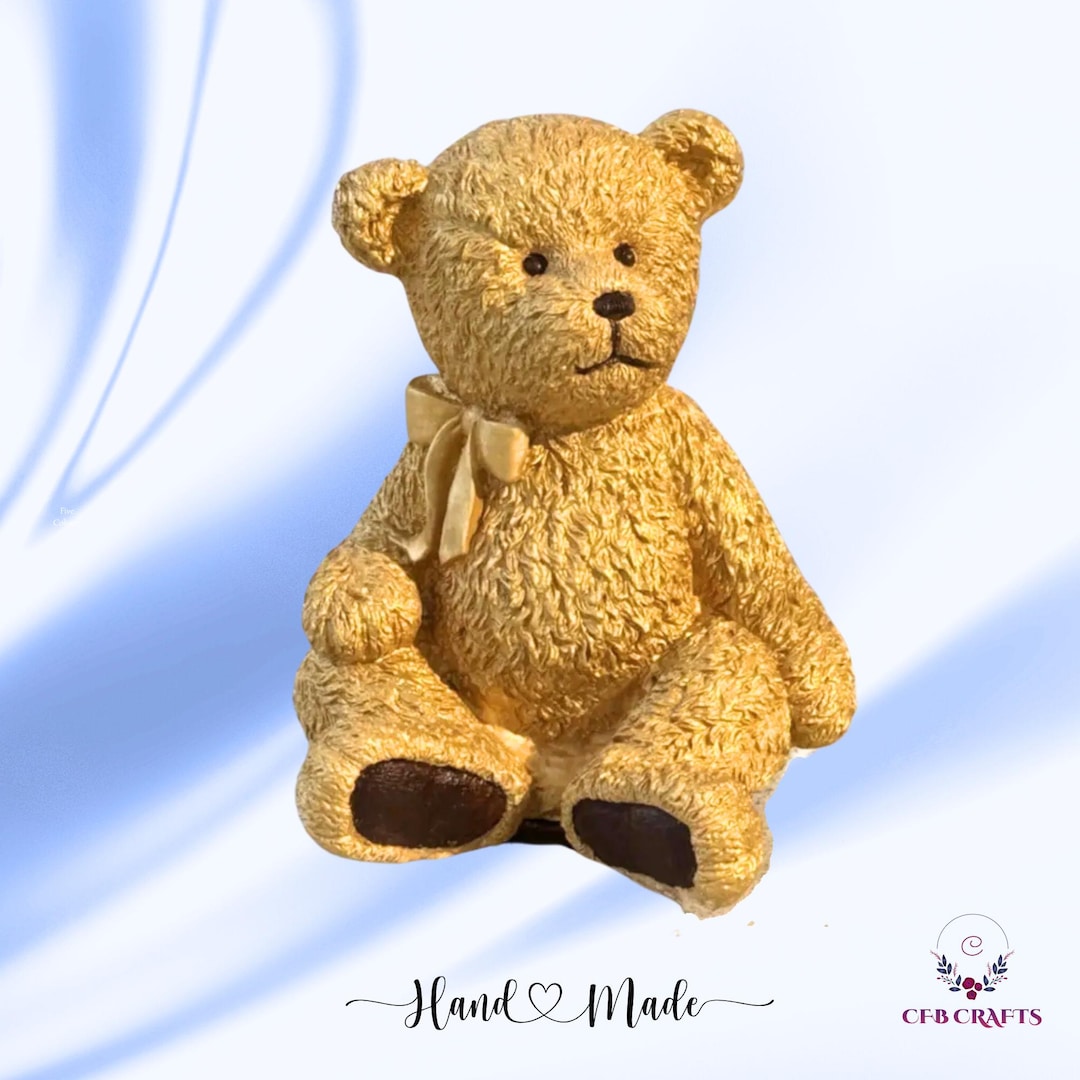 Golden Sitting Stone Teddy Bear With Contrasting Brown Footpads, Unique ...