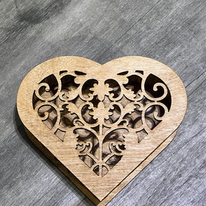 Heart Shaped Laser Cut Box Wooden Heart Box Gift for Her Small ...